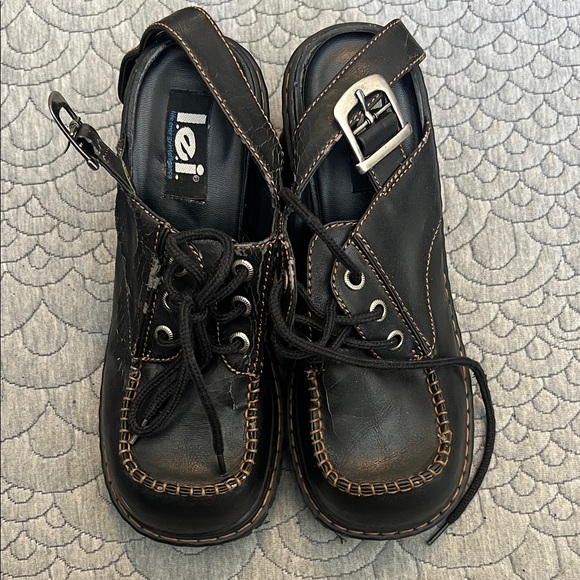 lei | Shoes | Vintage Lei Brown Platforms With Buckle | Poshmark